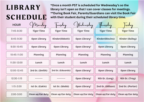 Library / Library Schedule and Contact Information